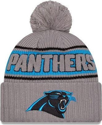 New Era Carolina Panthers NFL 2024 Sideline Sport Knit Grau Bommelmütze - One-Size