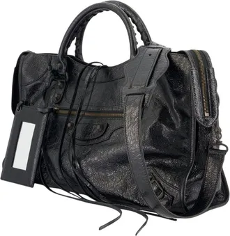 Balenciaga Womens Le City Bag - Balenciaga Leather Black Lambskin Handbags-Purses