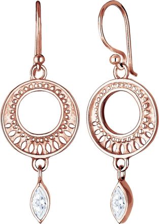 Elli PREMIUM Ohrringe Damen Ornament mit Zirkonia Kristalle Marquise in 925 Sterling Silber Rosé vergoldet