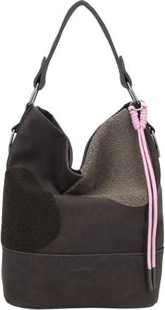 Fritzi Aus Preu&szlig;en Fritzi Olga Limited Happy Flocked Heritage Soft Coffee Hobo Sac bandouli&egrave;re similicuir Femme Sac hobo Festival Ville vegan d&eacute;tails floqu&eacute;s 37 x 27 x 1