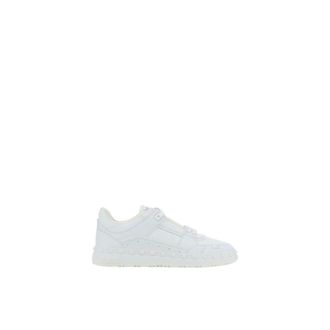 Valentino Garavani Homme, Chaussures, Blanc, Taille: 41 EU Baskets en cuir avec talon clout&eacute; et logo brod&eacute;