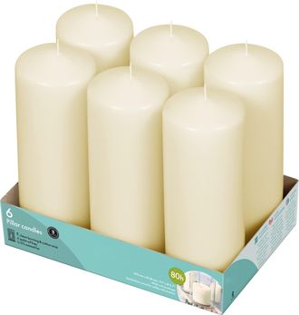 Bolsius Stumpenkerzen, 70 mm x 200 mm, elfenbeinfarben, 6 St&uuml;ck