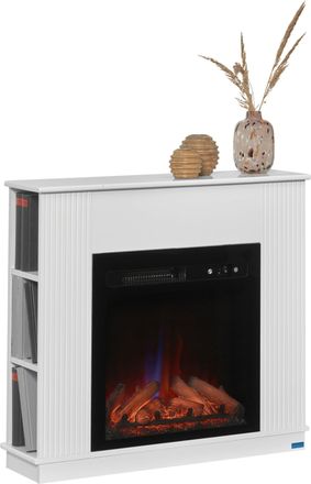 Landscape Elektrokamin, Schwarz, Wei&szlig;, Metall, Holzwerkstoff, 86x77x23 cm, Bsci, Kleinm&ouml;bel
