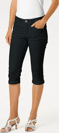 Heine 3/4-Hose HEINE, Damen, Gr. 38, Normalgr&ouml;&szlig;en, schwarz, 98% Baumwolle, 2% Elasthan, unifarben, knielang, Hosen, Topseller