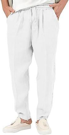 Generic Pantalon de plage l&eacute;ger pour homme - Pantalon d&eacute;t&eacute; avec taille &eacute;lastique - Pantalon en tissu respirant - Jambe droite - Pantalon de jogging confortabl