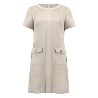 Joseph Ribkoff Etuikleid in Kniel&auml;nge aus Wildlederimitat - - Dresses - Damen - Beige - M