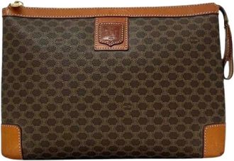 Celine unisex, Pre-owned, Brun, Taille: ONE Size Pochette en PVC et cuir Pre-owned