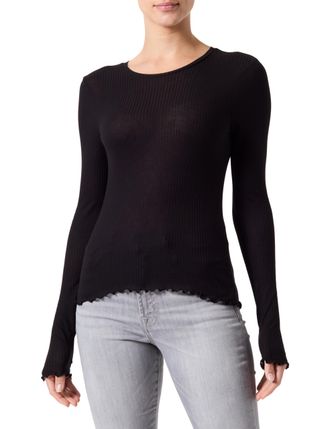 Only Damen Onlhenriette L/S O-Neck Top JRS, Schwarz, S