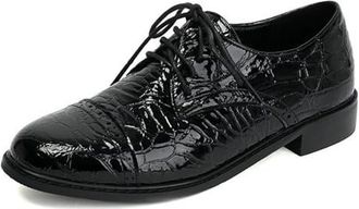 Generic Mocassins tendance &agrave; lacets confortables &agrave; bout rond et talon bas d&eacute;contract&eacute; l&eacute;ger Oxford Brouge pour femme, Noir, 40.5 EU