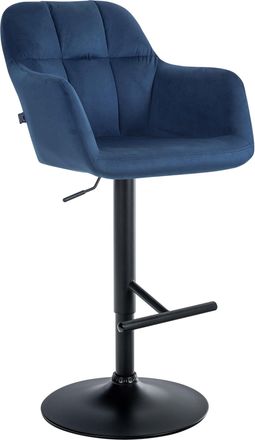 Clp Barhocker Natoma Samt I 360&deg; Drehbar, Metallgestell H&ouml;henverstellbar Mit Fu&szlig;st&uuml;tze I Tresenhocker Mit Gepolstertem Sitz Und R&uuml;cklehne, Farbe:blau, Mat