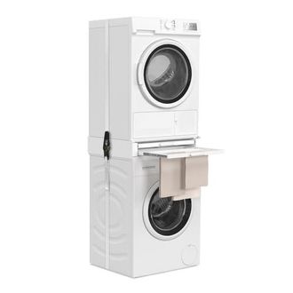 IDMarket Kit de Superposition Universel Lave Linge et s&egrave;che Linge avec Tablette et s&eacute;choir