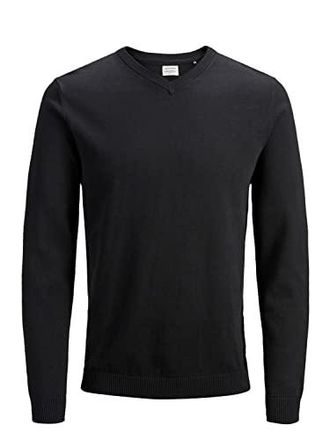 Jack & Jones Jack & Jones Pull tricot&eacute; col en V pour homme, Noir (Black), XL