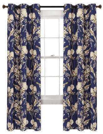 Lush D&eacute;cor Verdunkelungsvorhang, mit &Ouml;sen, 213,4 x 96,5 cm, Marineblau/Taupe