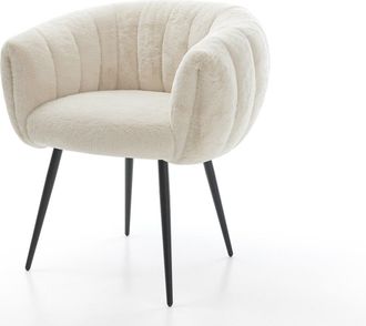 DELIFE Esszimmerstuhl Jada-Flex Pl&uuml;sch Creme-Wei&szlig; 4-Fu&szlig; konisch Schwarz Taschenfederkern, Esszimmerst&uuml;hle