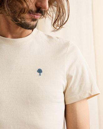 Faguo T-shirt &eacute;cru arbre bleu clair coton