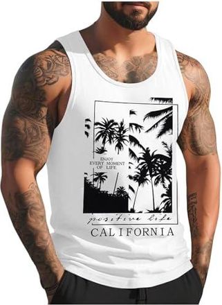 Generic 2025 Homme Débardeurs Tee Shirt sans Manche Coupe ajustée Grande Taille Débardeur de Sport Spaghetti Printed Graphic Top la Gym, Le Fitness, Bodybuild