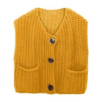 Generic Gilet Sans Manche Femme Gilet Femme D&eacute;contract&eacute; Quotidien Ville Uni Boutons Devant - Poches Pratiques Et Coupe Courte Tendance