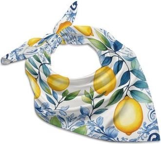 Generic Écharpe carrée en soie ethnique citron légère avec motif floral et fruits pour cheveux, foulard respirant, cadeau pour homme et femme, multicolore, 60
