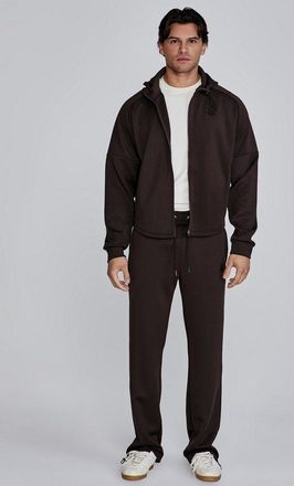 Siksilk Hoodie SikSilk Herren Brauner Full Zip Kapuzenpullover