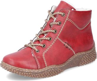 Rieker Damen Schnürstiefeletten Y8412, Frauen Stiefeletten,schnürboots,Winterstiefeletten,Winterschuhe,warm,gefüttert,Boots,rot (33),36 EU / 3.5 UK