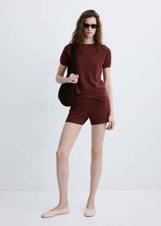 Mango Kurzarm-Strickjersey br&auml;unliches orange - Damen - S - MANGO