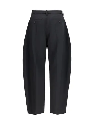 sacai Mens Wool Tailored Pants With Belt Black Polyester; Cupro Trousers