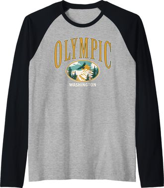 Trendy Apparel Olympic Washington Eagle Soaring Above Forest Raglan
