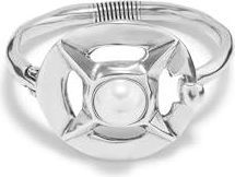 Uno De 50 | Bague en cristal vert | Grande forme triangulaire | Taille 12 | Plaqué argent sterling | Bijoux faits à la main | Fabriqué en Espagne