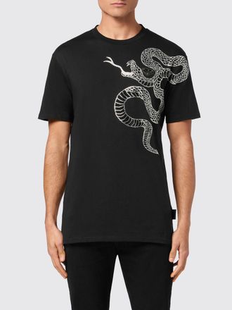 Philipp Plein T-shirt en coton avec imprim&eacute; serpent brod&eacute;