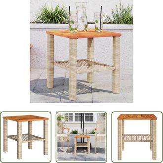 vidaXL vidaXL Gartentisch Akazienholz - Gartentisch Beige 40x40x42 cm Poly Rattan Akazienholz