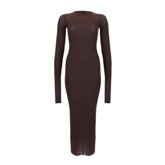 Rick Owens Rib LS Dress - - Dresses - Damen - Braun - S