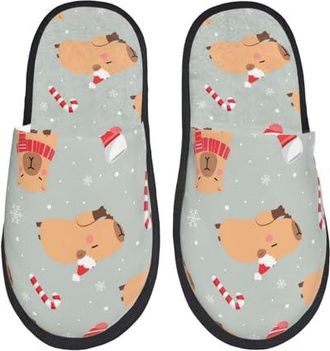 Generic Slippers Capybaras Canne &Agrave; Sucre Bonnet De P&egrave;re No&euml;l Mignon Antid&eacute;rapant Pantoufles L&eacute;gers Chaussons Maison Pour Spa Voyage Int&eacute;rieur L