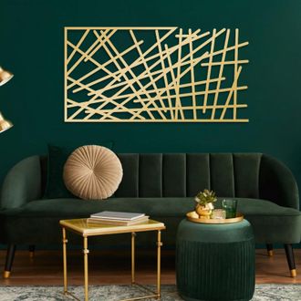 Generic Metall-Wandkunst, geometrisch, modern, zeitgen&ouml;ssisch, Mid-Century-Modern-Dekor, gro&szlig;es Dekor f&uuml;r Wohnzimmer (Gold, 53x27|135x70 cm)