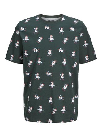 Jack & Jones JACK&JONES Herren Jjxmas Merry AOP Tee Ss Crew Neck T-Shirt, Scarab, L