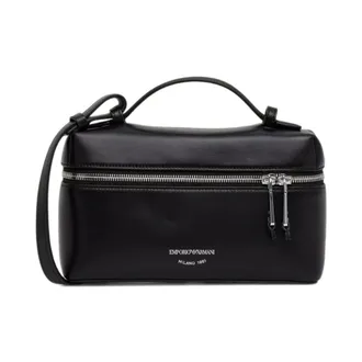 Emporio Armani Leder-Kosmetiktasche - - Bags - Damen - Schwarzk - ONE SIZE