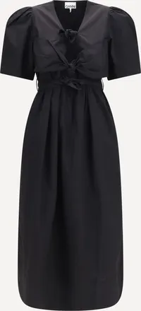 Ganni Midi Dress with bows and puff shoulders Female 36