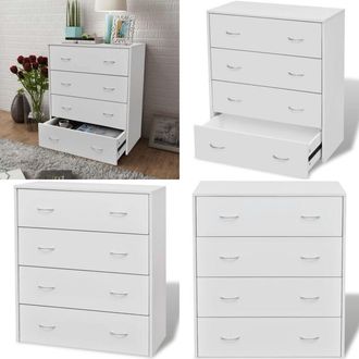 vidaXL Vidaxl - Buffet avec 4 tiroirs 60x30,5x71 cm Blanc - Buffet Blanc - Buffet Design - Armoire Rangement - Commode Moderne - Mobilier Salon - Home &