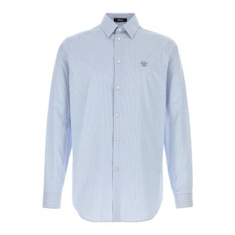Versace Hemd aus Baumwolle Kragen Lange &Auml;rmel Knopfleiste vorne - - Shirts - Herren - Blau - L
