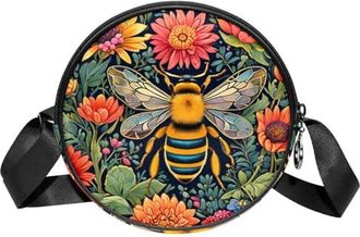Generic Petit sac &agrave; bandouli&egrave;re rond pour femme, sac &agrave; bandouli&egrave;re r&eacute;glable avec fermeture &eacute;clair, sac &agrave; main rond d&eacute;contract&eacute; pour femmes et filles