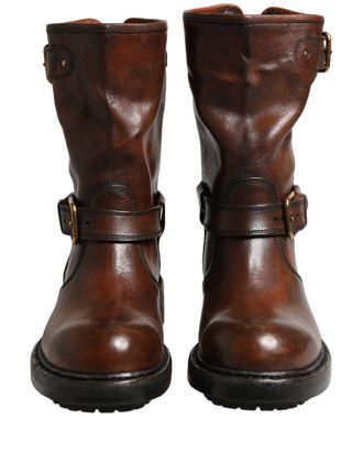 Dolce & Gabbana Leather Biker Boots - Brown