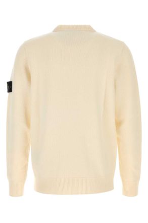 Stone Island Mens Ivory Wool Blend Sweater Exterior: Virgin Nylon Maglieria