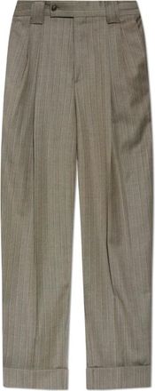 Versace Homme, Pantalons, Gris, Taille: L Pantalon Oversize en Twill de Laine &agrave; Rayures