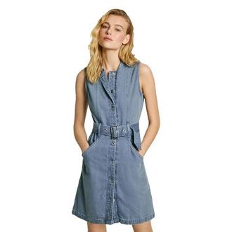 Pepe Jeans London Elba Robe, Gris (Denim), S Femme