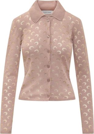 Marine Serre Femme, Pulls, Rose, Taille: 38 FR Moon Devore LS Shirt
