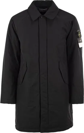 Stone Island Langer Mantel - Schwarz