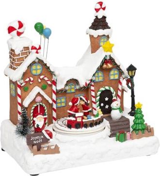 F&eacute;&eacute;ric Lights & Christmas Atmosphera - Village Lumineux p&egrave;re no&euml;l Bonhomme de Neige Train 11 LED Musical et