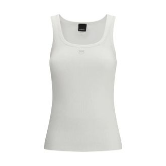 Pinko Pinko, Femme, Tops, Blanc, Taille: 38 FR Top en coton &agrave; manches courtes et col rond