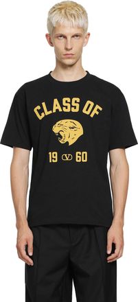Valentino Cotton T-Shirt with Panther Print