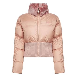 Fendi Gesteppter Mantel mit Shearling-Besatz - - Jackets - Damen - Rosa - S