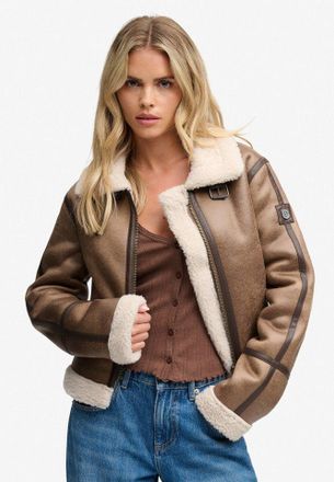 Superdry Kurzjacke FAUX SHEARLING JACKET Kunstfaser, relaxed fit